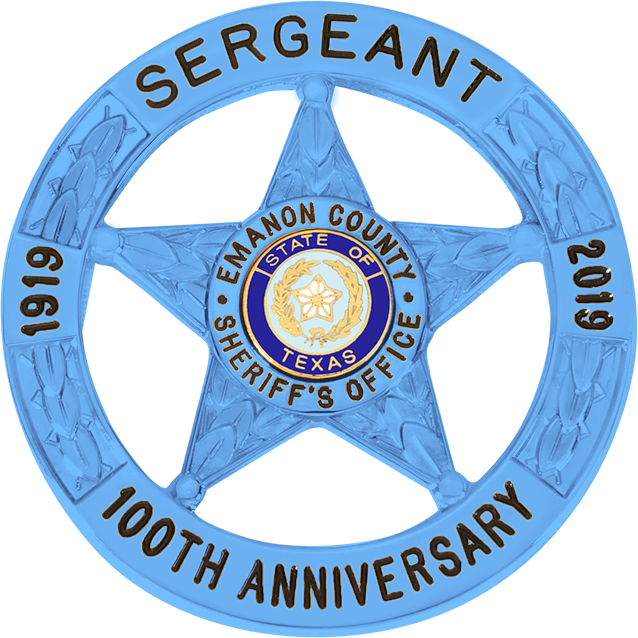 5-pt Star Ball Tipped Badge in Round Disk E3010-B_BL: Badges Ex Cetera