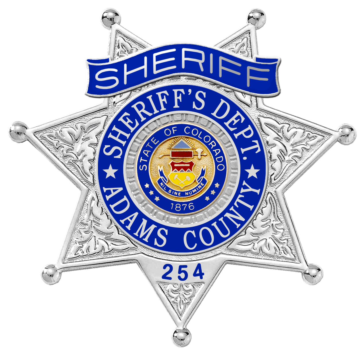 Seven point reversed enamel star badge