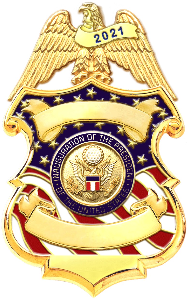 Inaugural Badge with top panel in die, 2021, with full color flag ...