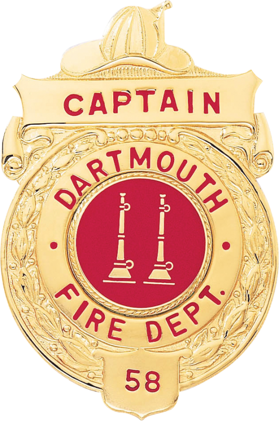 Fire Badge with Helmet and Wreath Sides
